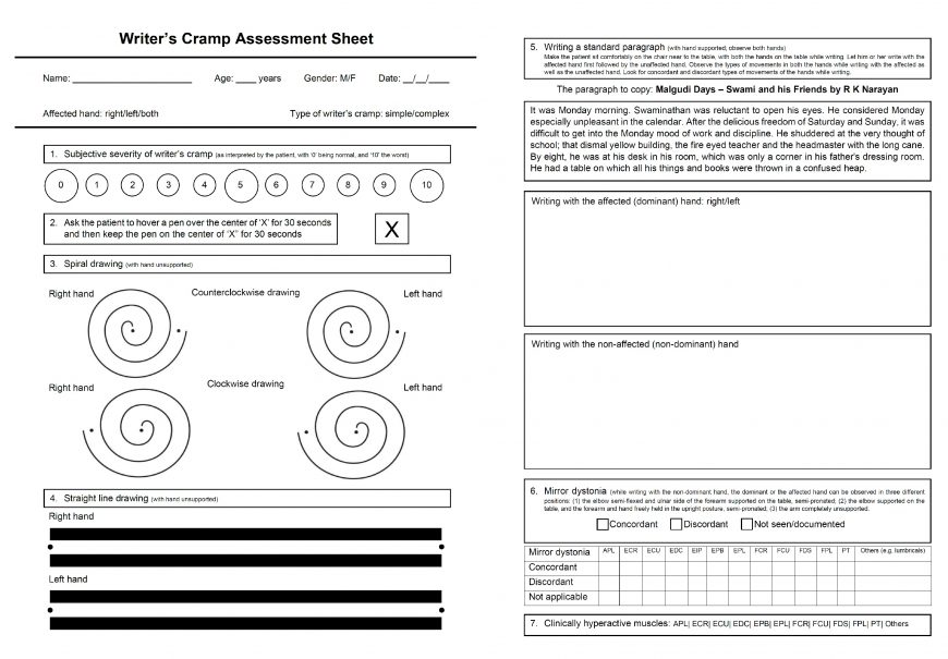 Writers Cramp | Parkinsons Disease and Movement Disorders Clinic